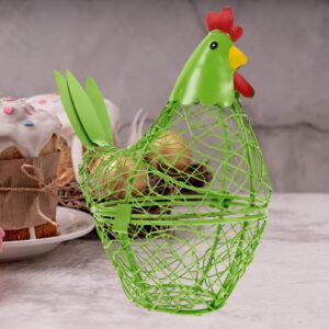 Egg Gathering Basket Egg Basket Metal Wire Egg Baskets Easter Hen Shape Chicken Egg Basket Farmhouse Kitchen Organizer for Eggs Fruit Kitchen Living Room Home Decor