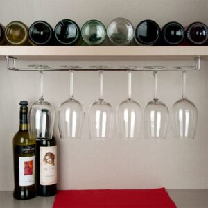 TrueCraftware 24-Inch Wine Glass Rack Chrome Finish Set of 2- Stemware Rack Wire Hanging Rack Under Cabinet Wine Glass Rack Stemware Holder Glass Storage Hanger Organizer for Kitchen and Bar