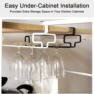 LINFIDITE Wine Glass Holder Stemware Rack Hanger Under Cabinet Wine Glass Rack Kitchen Hanging Glass Storage Rack Organizer,Black