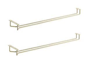 soro essentials- set of 2- brass plated 24" glass hanger - wine glass hangers under shelf cabinet stemware rack wire wine glass holder storage hanger for cabinet kitchen bar