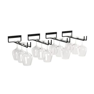 black goblet holder wine glass holder wall-mounted wine glass storage rack for cabinet kitchen or bar 4-piece set (not including wine glasses (black)