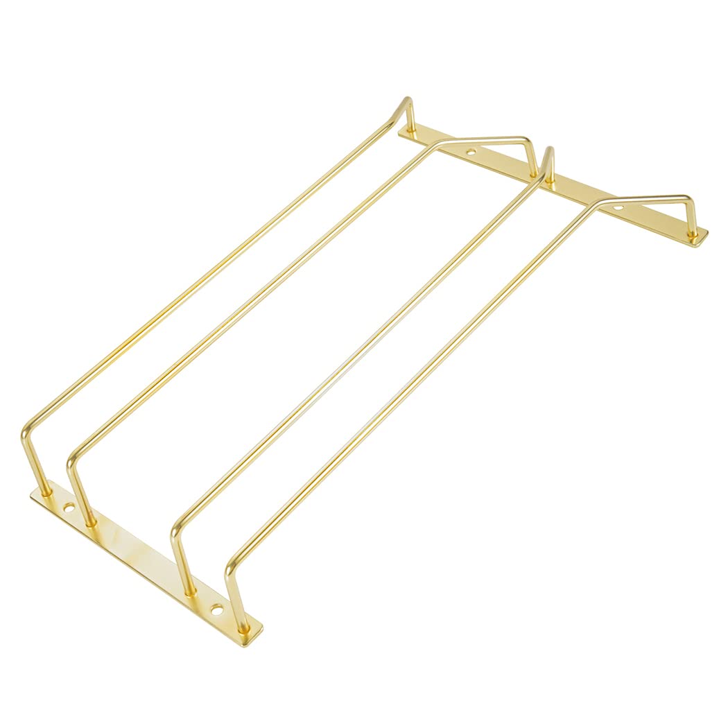 Dianoo 35.5cm Gold Wine Glass Rack, Under Cabinet Wine Glass Holder, Stemware Rack, Hanging Stemware Holder For Kitchen Bar, 2 Rows