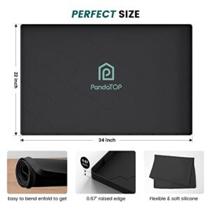 Under Sink Mat, 34" x 22" Silicone Kitchen Cabinet Tray, Waterproof & Flexible Under Sink Liner for Kitchen Bathroom and Laundry Room(Black)