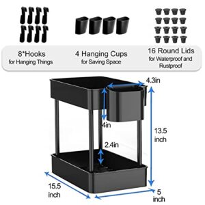 Forpotu 2 Pack Under Sink Organizers and Storage 2-Tiers Under Kitchen Bathroom Sink Organizers Multi-pupose Under Cabinet Organizer Under Sink Shelf Holder with 8 Hooks and 4 Hanging Cups