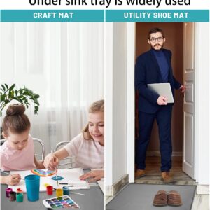 Under Sink Mat, Under the Sink Mat Waterproof, Flexible Waterproof Silicone Under Sink Liner Drip Tray with Drain Hole for Kitchen, Bathroom Cabinets(34" x 22")