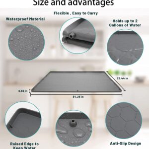 Under Sink Mat, Under the Sink Mat Waterproof, Flexible Waterproof Silicone Under Sink Liner Drip Tray with Drain Hole for Kitchen, Bathroom Cabinets(34" x 22")