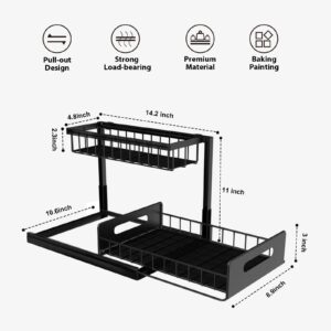 PUWEER Under Sink Organizer, 2 Tier Slide Out Sink Shelf Cabinet Storage Shelves, Multi-Purpose Under Counter Storage Pull Out Organizer for Kitchen Bathroom Cabinet