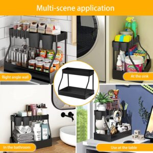 UWBGRT Under Sink Organizers and Storage 2 Pack, Bathroom Organizer 2-Tier Kitchen Cabinet Organization with Hook, Hanging Cup, Multi-purpose Under Sink Shelf Organizer for Home Storage