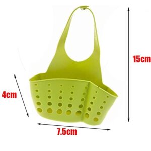 2 Package Kitchen Sink Hanging Sponge Holder, Adjustable-Faucet Holder Faucet Sponge basket, Silicone Soap Holder Hanging Ajustable Strap Faucet Caddy with Drain Holes for Drying (Green and Blue)