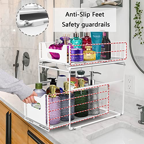 PIGTAB Under Sink Organizers and Storage - Efficient Bathroom Organization and Kitchen Organizer with Anti-Drop Design (2-Pack, White)…