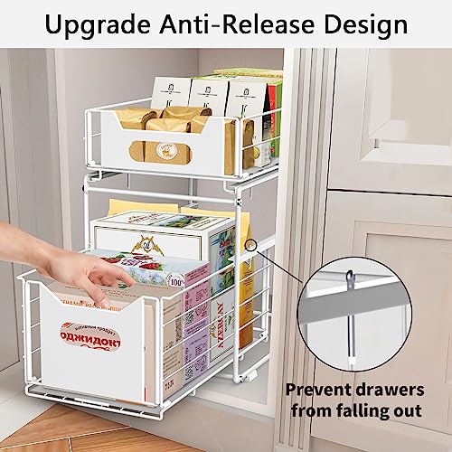 PIGTAB Under Sink Organizers and Storage - Efficient Bathroom Organization and Kitchen Organizer with Anti-Drop Design (2-Pack, White)…