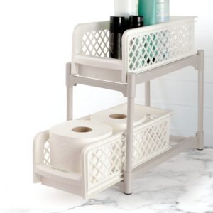 Ideaworks Two-tier Under Sink Sliding Shelf, White, standard, (TV7465)