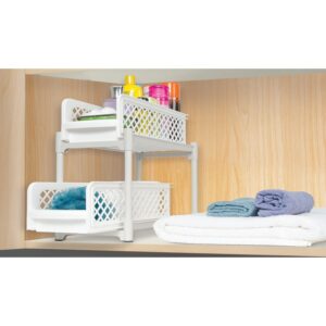 Ideaworks Two-tier Under Sink Sliding Shelf, White, standard, (TV7465)