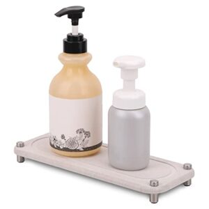 rszeen instant dry sink caddy organizer, sink sponge soap holder, countertop fast drying stone tray for bathroom kitchen (beige)