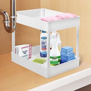 under sink organizer,bathroom organizer under sink storage 2 tier organizer,under sink shelf organizer rack,large capacity under sink cabinet organizer for kitchen bathroom (white)