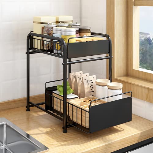 Pull-out Cabinet Organizer Under Sink Cabinet Organizer， with Sliding Storage Drawer, Large Size, Iron material