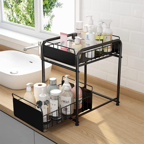 Pull-out Cabinet Organizer Under Sink Cabinet Organizer， with Sliding Storage Drawer, Large Size, Iron material