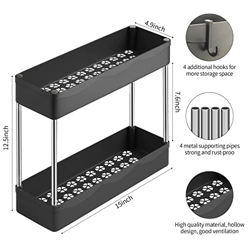 Under Sink Organizer, 2pcs Under Bathroom Cabinet Storage 2 Tier Under Sink Storage Rack, Under Cabinet Organizer Baskets, Under Sink Organizers and Storage for Bathroom Organizer