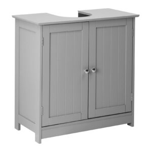 vingli under sink bathroom cabinet pedestal sink free standing storage cabinet organizer with with 2 doors adjustable shelf modern grey small bath sink cabinet space saver 23.6" x 11.8"x 23.6"