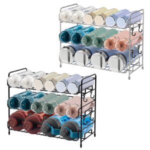 mefirt water bottle organizer, 3-tier water bottle organizer for cabinet, stackable water bottle storage rack, soda, can, water bottle holder for cabinet, kitchen countertops, pantry, fridge (2 pk)