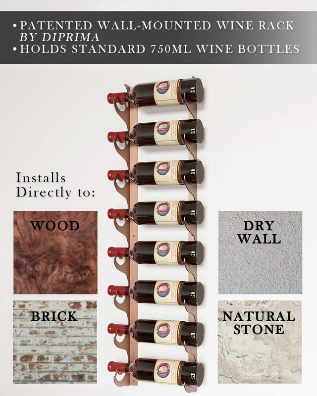 di prima usa Wall Mount Wine Rack - Holds 8 Bottles with Elegance & Durability - Italian Inspired Wall Mount Wine Rack & Robust Steel Construction