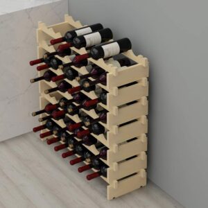 soges Wine Rack 48 Bottle Stackable Wine Storage Wood Wine Display Racks Free Standing Wine Shelf Stand, BY-WS6848M