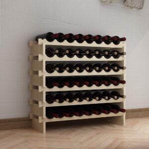 soges Wine Rack 48 Bottle Stackable Wine Storage Wood Wine Display Racks Free Standing Wine Shelf Stand, BY-WS6848M