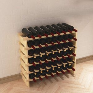 soges Wine Rack 48 Bottle Stackable Wine Storage Wood Wine Display Racks Free Standing Wine Shelf Stand, BY-WS6848M