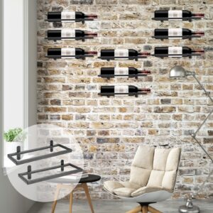 YALINKA Metal Wall Mounted Wine Racks, Hanging Wine Bottle Display Organizer Holder with Screws, Beverages Liquor Bottles Storage Shelf for Home Kitchen Bar Decor (Black 9)