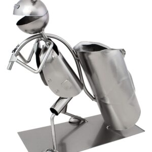 BRUBAKER Wine Bottle Holder 'Frog' - Table Top Metal Sculpture - with Greeting Card