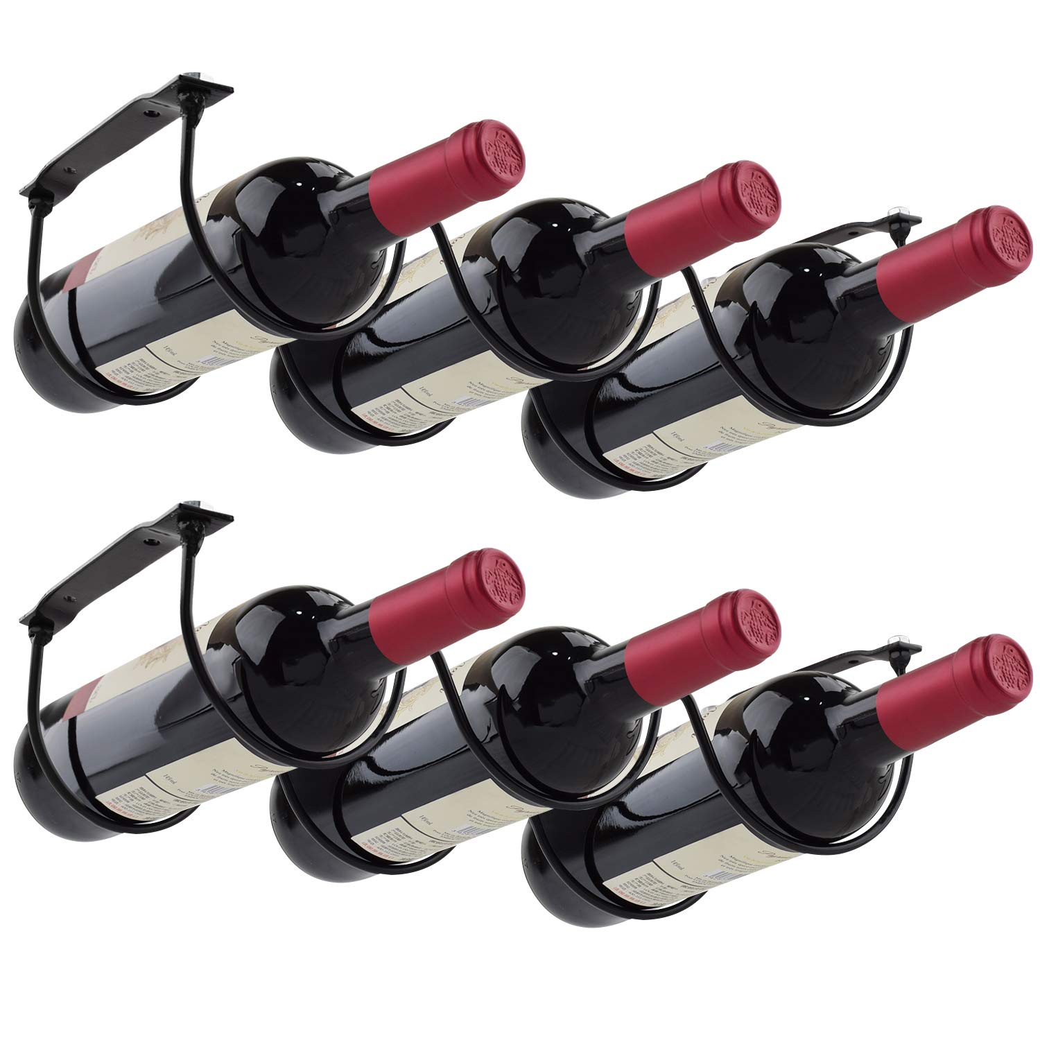 MOCOUM 2 Pack Under Counter Wine Racks, Wine Bottle Holder Under Cabinet Iron Wine Storage Rack for 6 Liquor Bottles