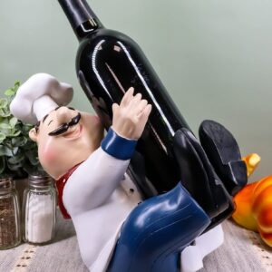 Ebros For The Love Of Wine Fat Chef Marco Hugging Wine Bottle Holder Figurine Kitchen Countertop Wine Cellar Hosting Table Decor Piece