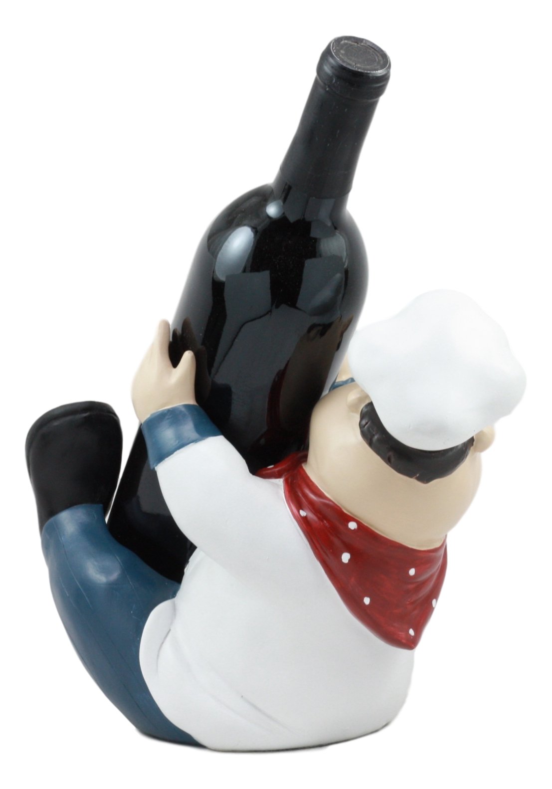 Ebros For The Love Of Wine Fat Chef Marco Hugging Wine Bottle Holder Figurine Kitchen Countertop Wine Cellar Hosting Table Decor Piece