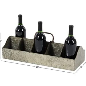 Deco 79 Grey Metal Farmhouse Wine Holder, 7" x 20" x 8"