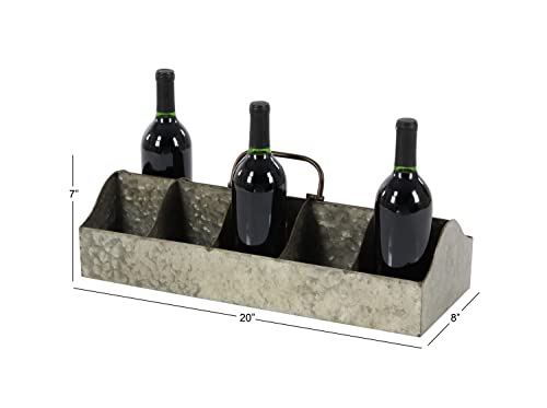 Deco 79 Grey Metal Farmhouse Wine Holder, 7" x 20" x 8"