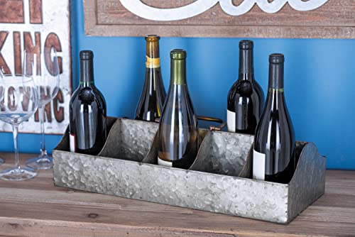 Deco 79 Grey Metal Farmhouse Wine Holder, 7" x 20" x 8"