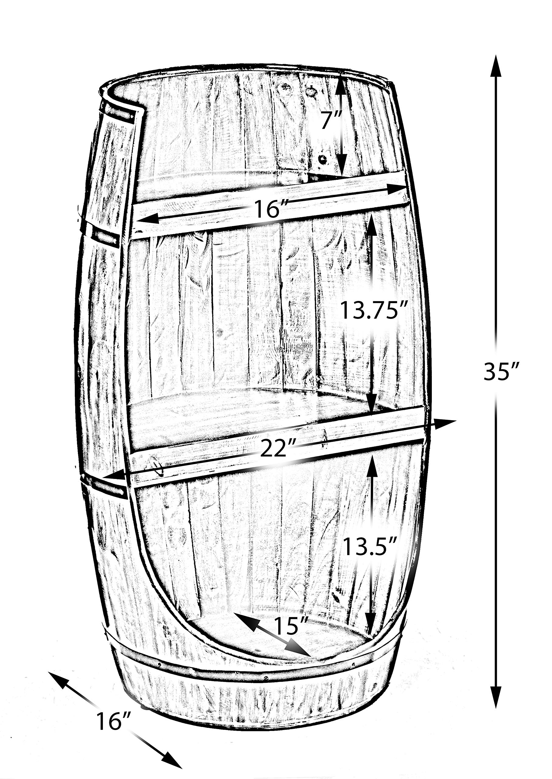 Vintiquewise Rustic Wooden Wine Barrel Display Shelf Storage Stand