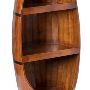 Vintiquewise Rustic Wooden Wine Barrel Display Shelf Storage Stand