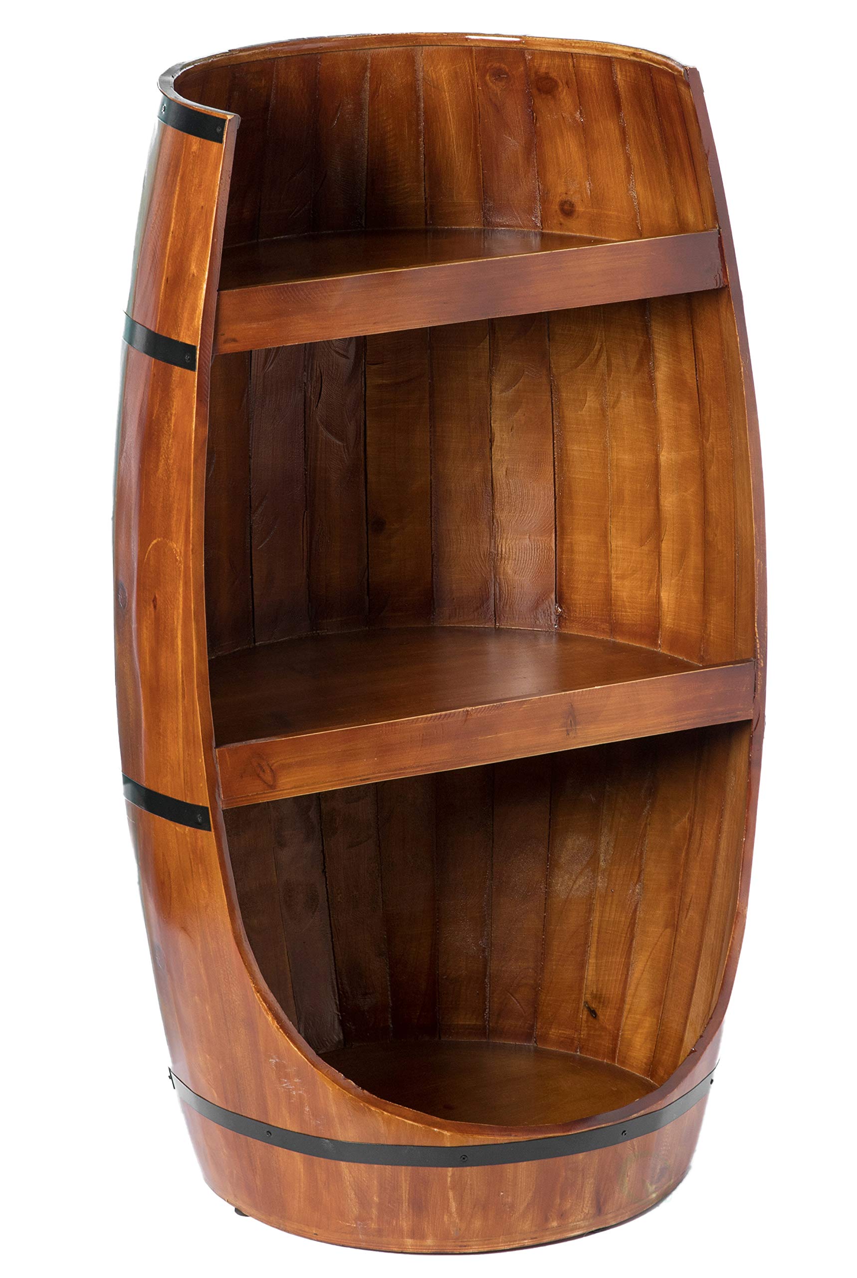 Vintiquewise Rustic Wooden Wine Barrel Display Shelf Storage Stand