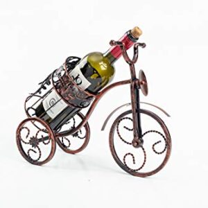 Asian Home Bicycle Wine Bottle Holder Desktop Bike Wine Rack Freestanding Countertop Bottle Holder for Wine Storage, Metal, Metallic Red Colored