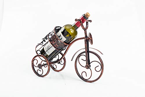 Asian Home Bicycle Wine Bottle Holder Desktop Bike Wine Rack Freestanding Countertop Bottle Holder for Wine Storage, Metal, Metallic Red Colored