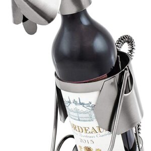 BRUBAKER Wine Bottle Holder 'Dog' - Table Top Metal Sculpture - with Greeting Card