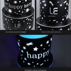 Birthday Cake Three-Tier Champagne Sparklers Bottle Wine Rack Atmosphere Props，Glow Custom Logo Rechargeable Color Flashing，Nightclub Disco Party (Color : RGB, Size : 105 * 60cm)