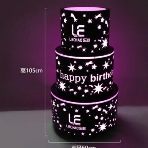 Birthday Cake Three-Tier Champagne Sparklers Bottle Wine Rack Atmosphere Props，Glow Custom Logo Rechargeable Color Flashing，Nightclub Disco Party (Color : RGB, Size : 105 * 60cm)