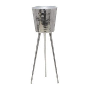 deco 79 aluminum tall floor champagne 3 bottle ice bucket, 9" x 9" x 28", gray