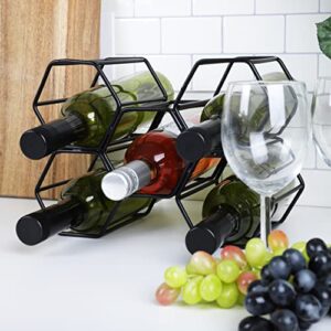 Mind Reader Alloy Collection, Wine Rack, 5 Bottle Capacity, Countertop Organizer, Metal, Black