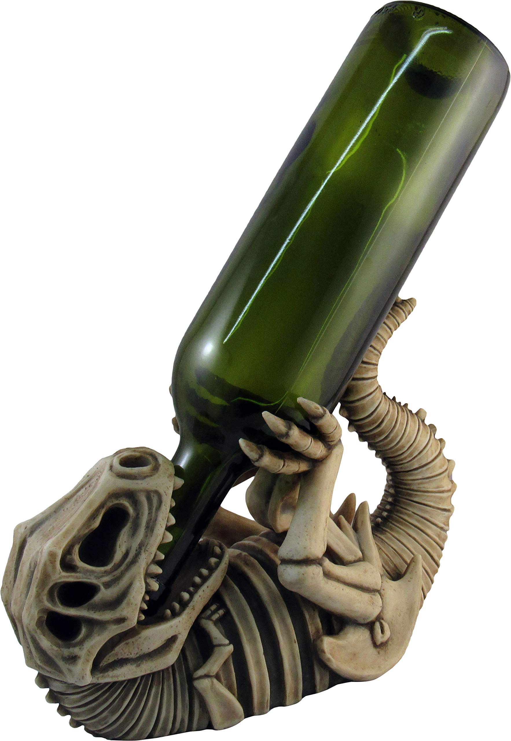 DWK - Fossil Fuel - T-Rex Dinosaur Dino Skeleton Wine Holder Display Caddy Bottle Rack Figurine Jurassic Tyrannosaurus Bones Home Bar Décor Dining Accent, 9.5-inch