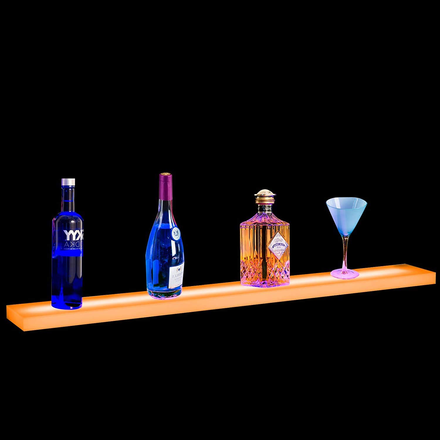 Nurxiovo 20/24/32/36 in Led Bar Shelf Floating Lighted Liquor Bottle Display Shelf LED Shelves Commercial Illuminated Bar Home Wall-Mounted Racks with RF Remote Control