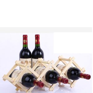 VOSAREA Desktop Stand Wood Folding Wine Racks 3 Slots Wine Bottle Holder Bamboo Foldable Countertop Wine Storage Accessory for Kitchen Bar Wall Display Home Decor Shelf Bracket