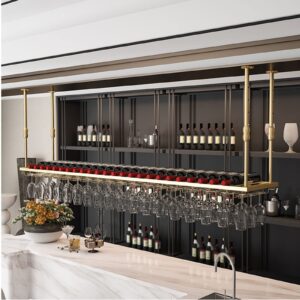 v3vogue ceiling wine glass rack, ceiling mounted wine bottle holder, hanging wine glasses storage hanger organizer, wine glass drying rack for kitchen,bar and restaurant 80/100/120cm